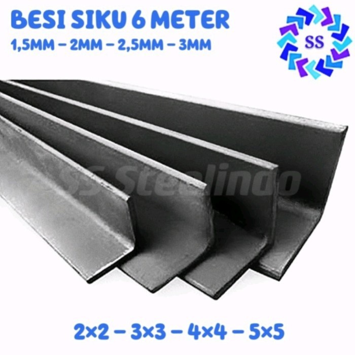 Jual BahanBangunan- BESI SIKU 6 METER (2X2 3X3 4X4 5X5) (2MM 2,5MM 3MM ...
