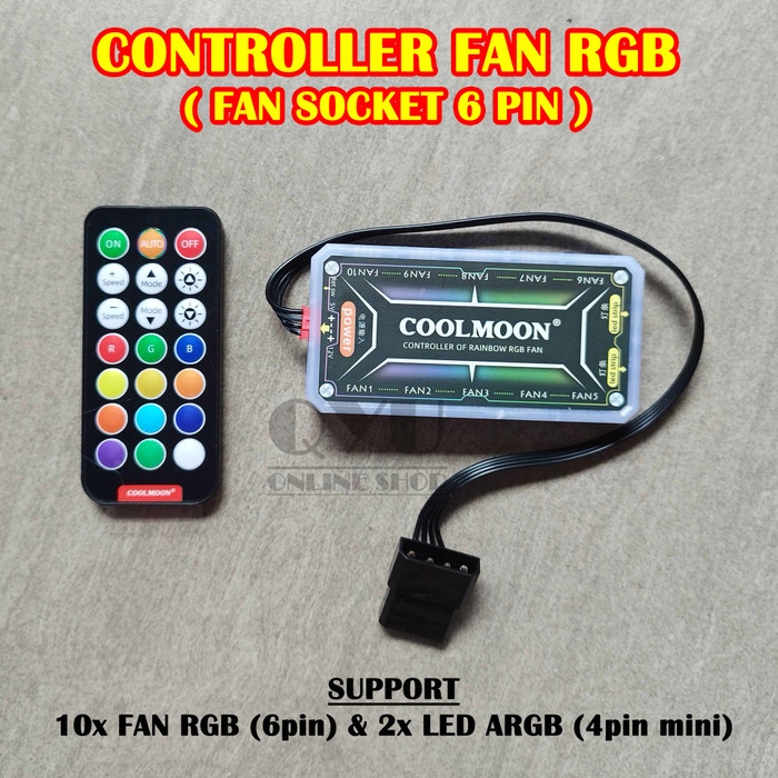 Jual Controller FAN RGB 6 PIN RF Remote Control Kipas Casing PC ...