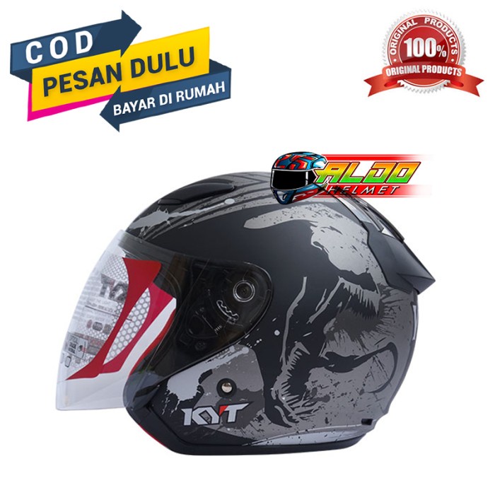 Jual KYT DJ MARU MOTIF VENOM BLACK DOFF ORIGINAL HELM SNI TERMURAH | Shopee Indonesia