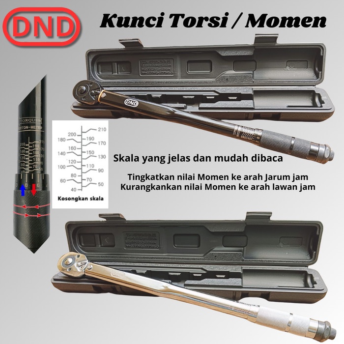 Jual TERBATAS DND Torque Wrench Kunci Torsi Momen DR 1/2 inch 28-210 Nm ...