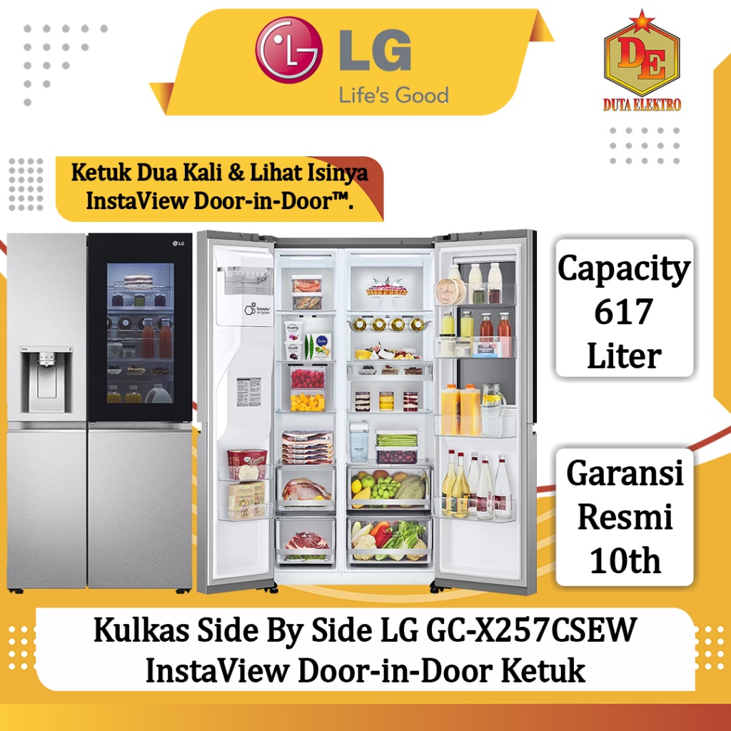 Jual Kulkas Side By Side LG GCX 257 CSEW InstaView Door in Door Ketuk Smart Inverter Compressor ...