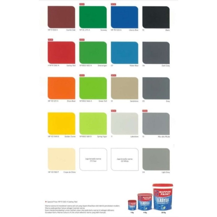 Jual (BestSeller) Cat Tembok Eksterior Nippon Paint Elastex 1 Kg Waterproof 3 in 1 / Cat Pelapis ...