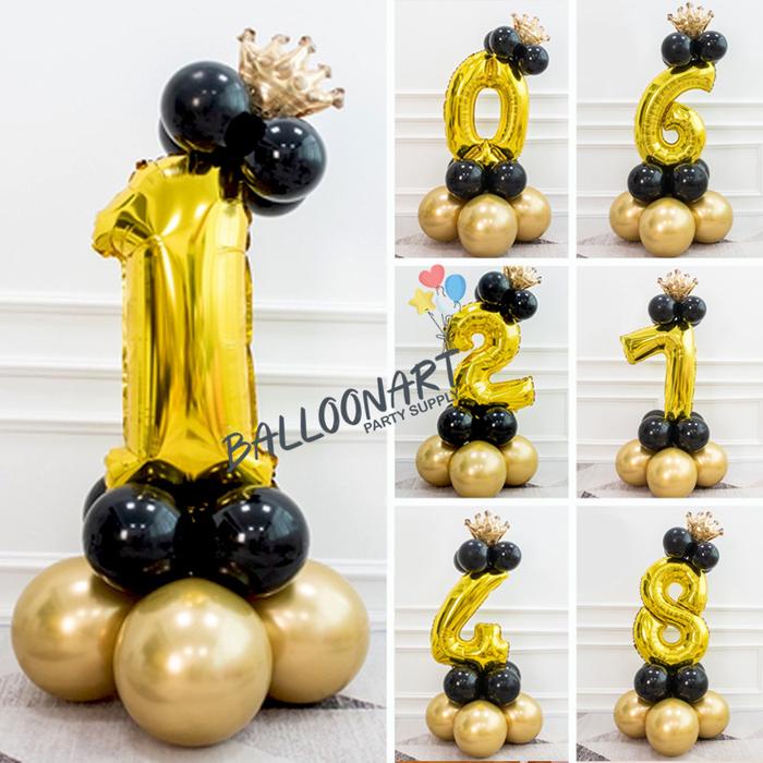 Jual Standing Diy Angka Black Gold Dekorasi/Dekorasi Ulang Tahun/Balon ...