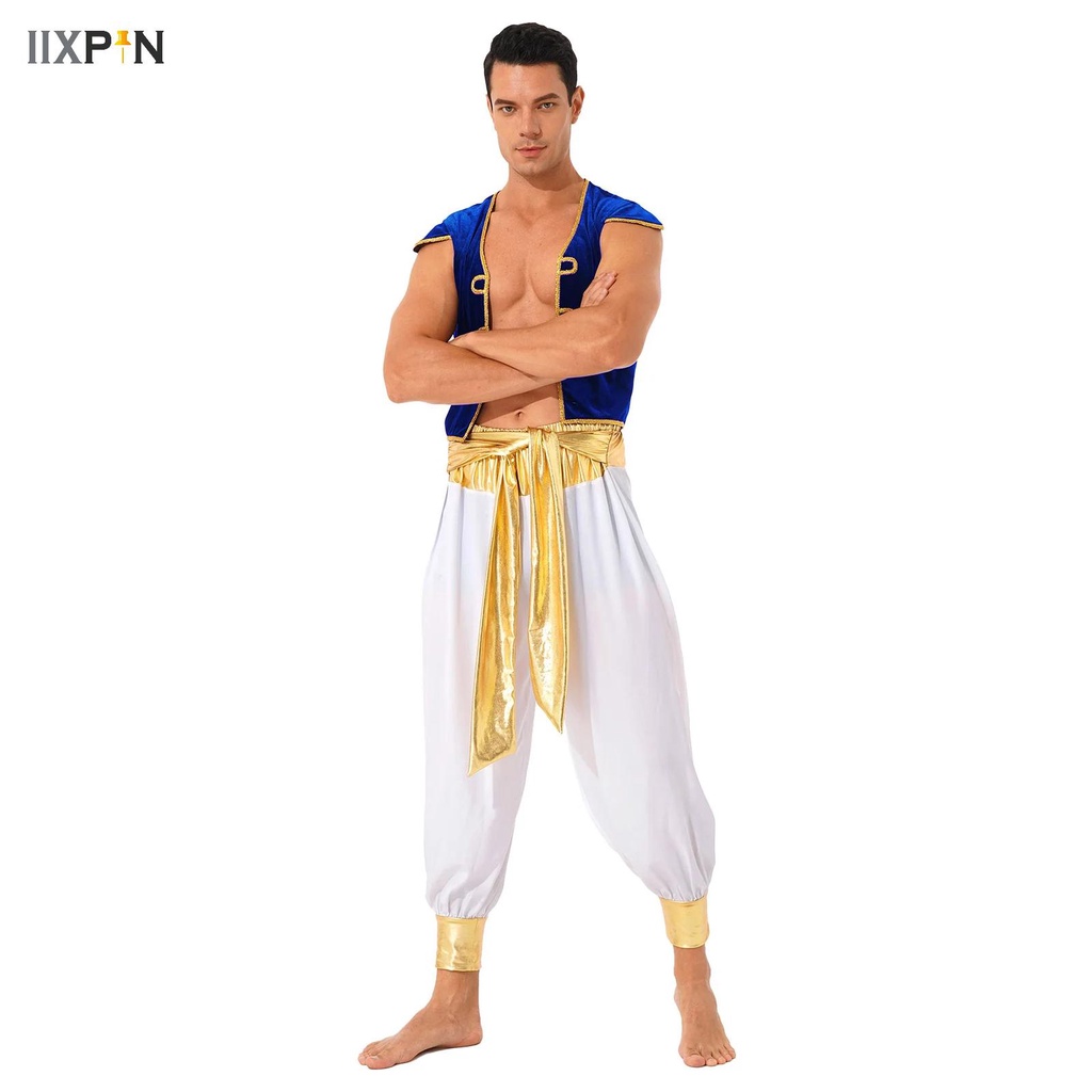 Jual Mens Halloween Arabian Prince Costume Mythical Aladin Theme Party ...