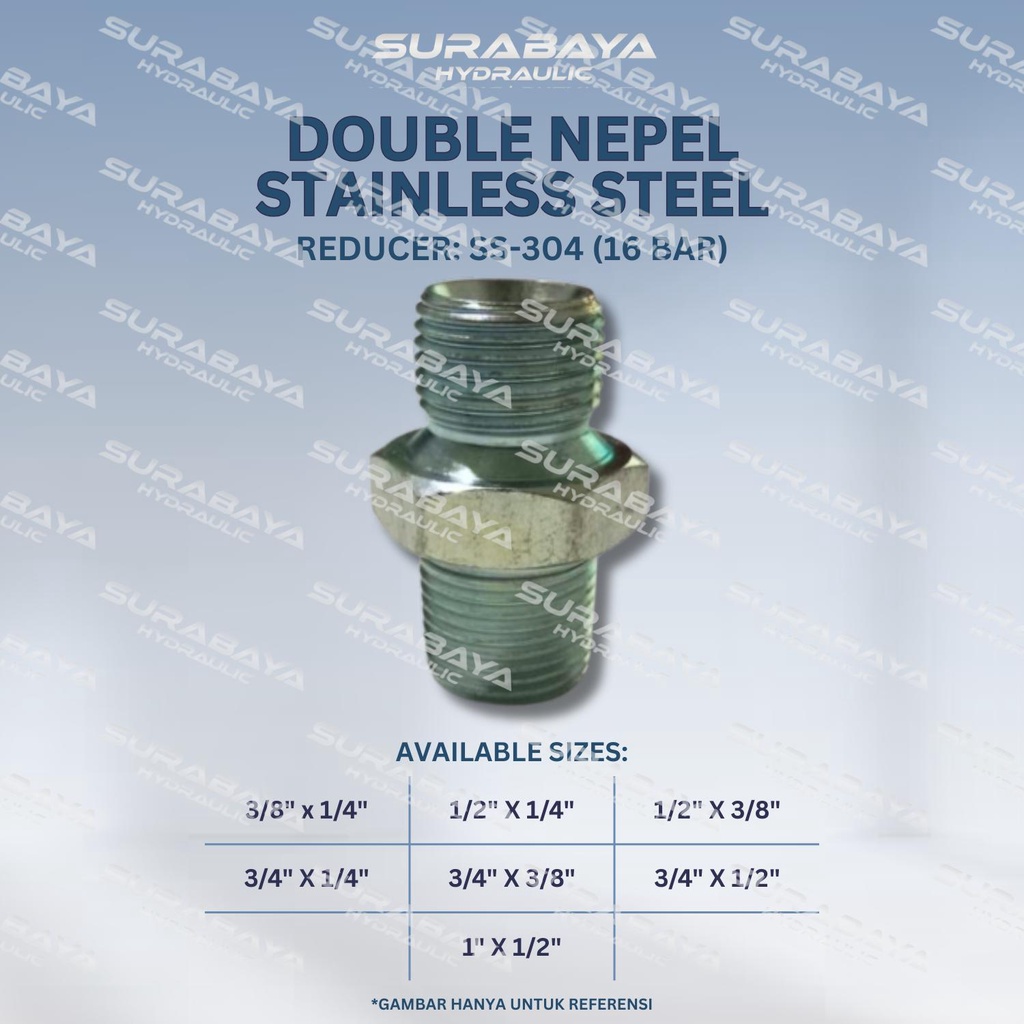 Jual Double Nepel Stainless Steel / Reducer SS 304 (Max 16 bar) 3/8" x ...