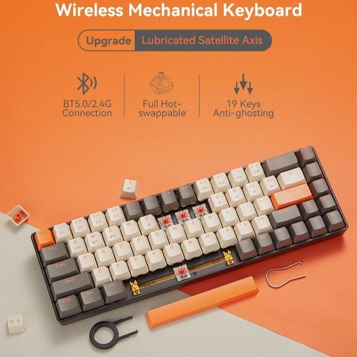 Jual Ziyoulang K68 Wireless Mechanical Keyboard Bluetooth Dual Mode ...