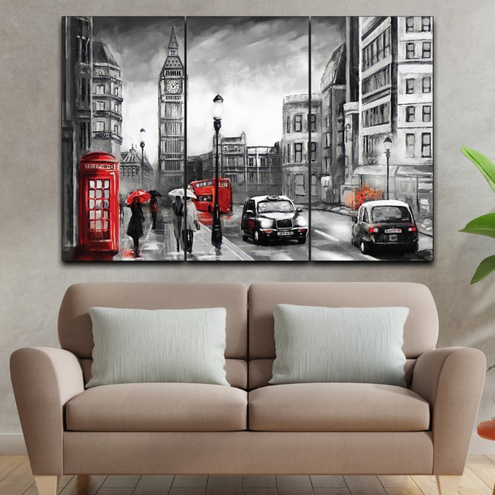 Jual TERLARIS! Hiasan Dinding Poster Kayu sambung monochrome London ...