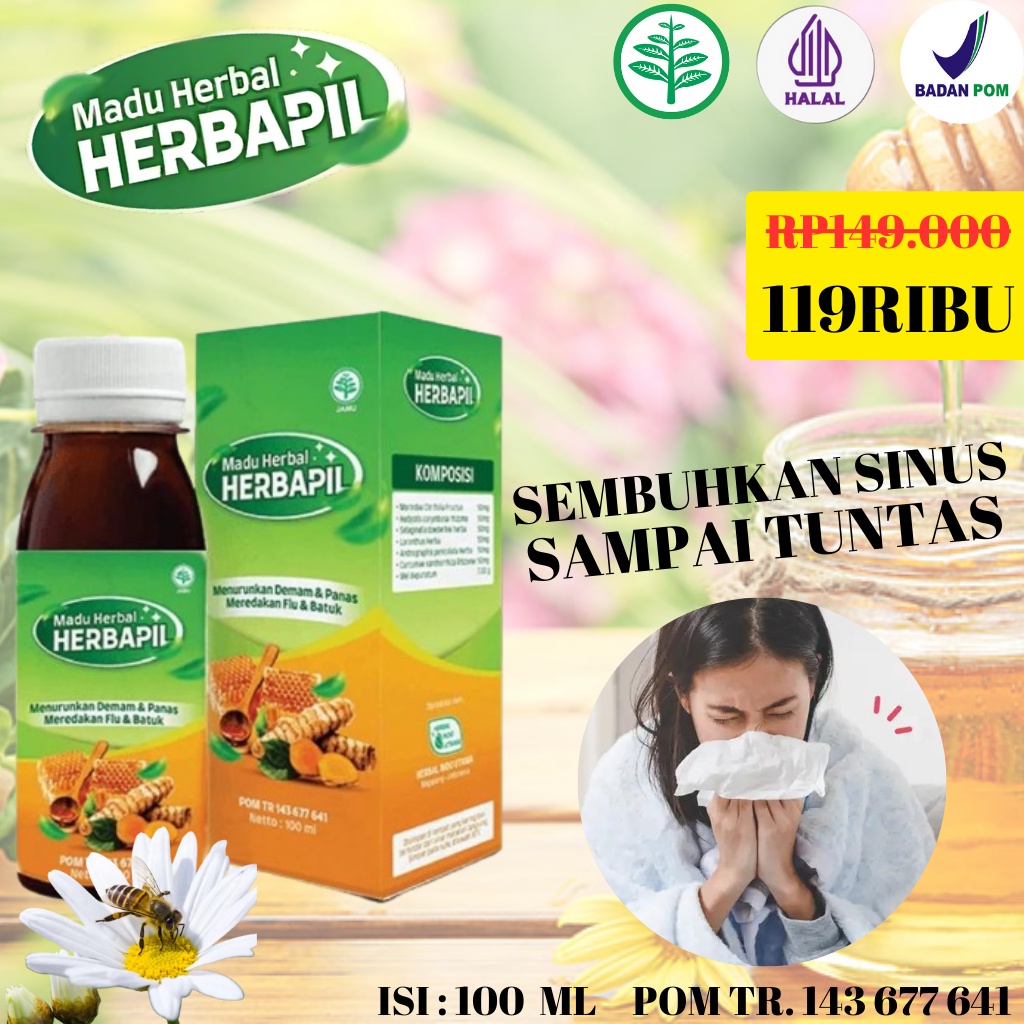 Jual Madu Herbapil Obat Redakan Batuk Kering Berdahak Meriang Gejala ...