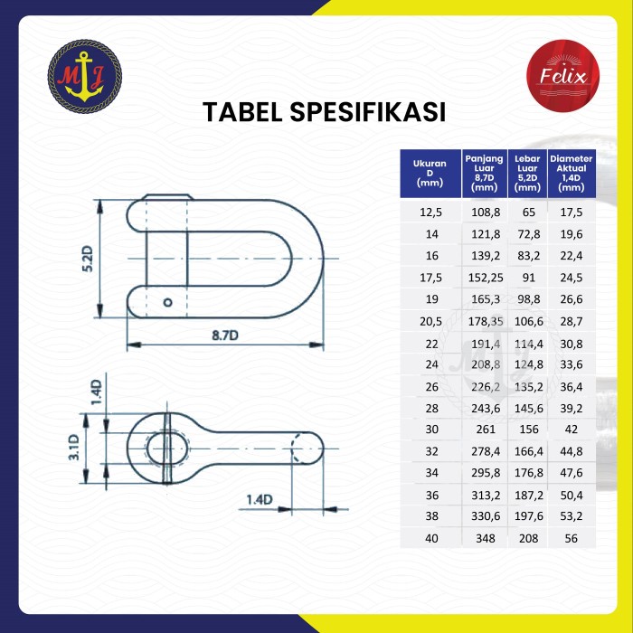 Jual Gemilang Karya Anchor Shackle 22 Mm // Segel Jangkar | Shopee ...