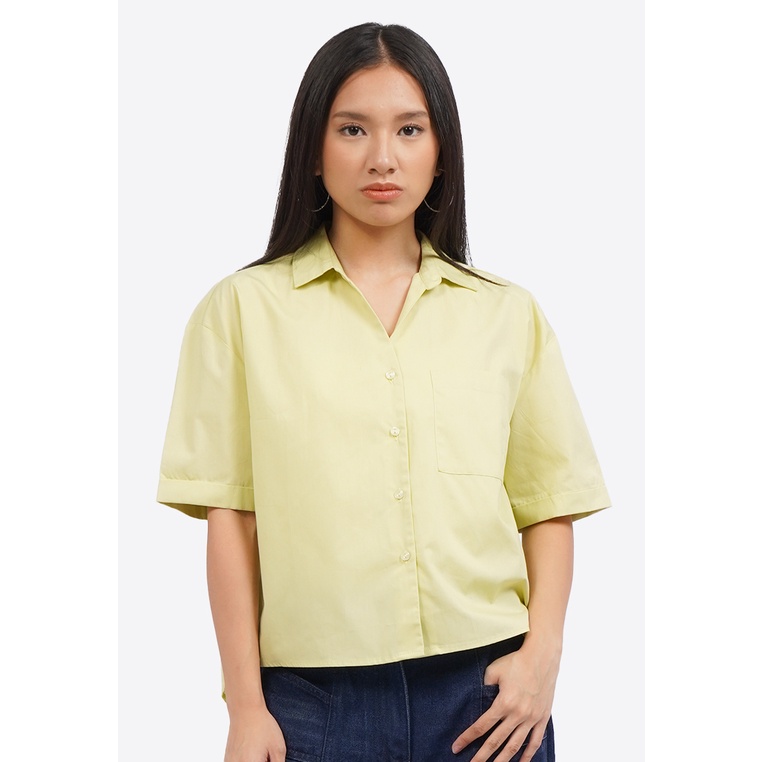 Jual COLORBOX Drop Shoulder Shirt with Pocket Lime | Shopee Indonesia