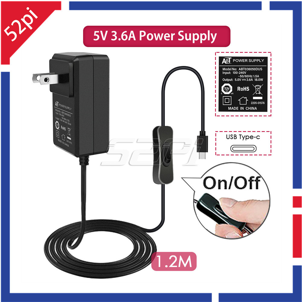 Jual New 52Pi 5V 3.6A Power Supply Adapter With Switch-on/off Cable EU ...