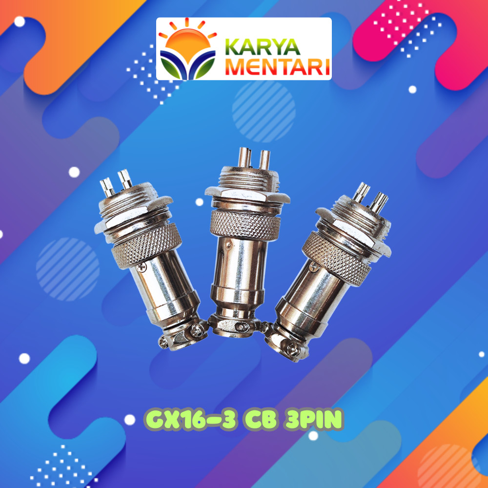 Jual Konektor CB GX16 3pin Aviation Connector GX16 3pin Male Plug ...