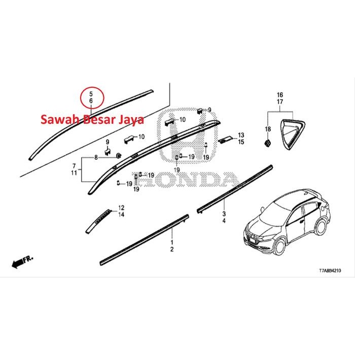 Jual Terbatas Karet List Roof Atap Bagian Atas Samping Kaca Depan Hrv E ...