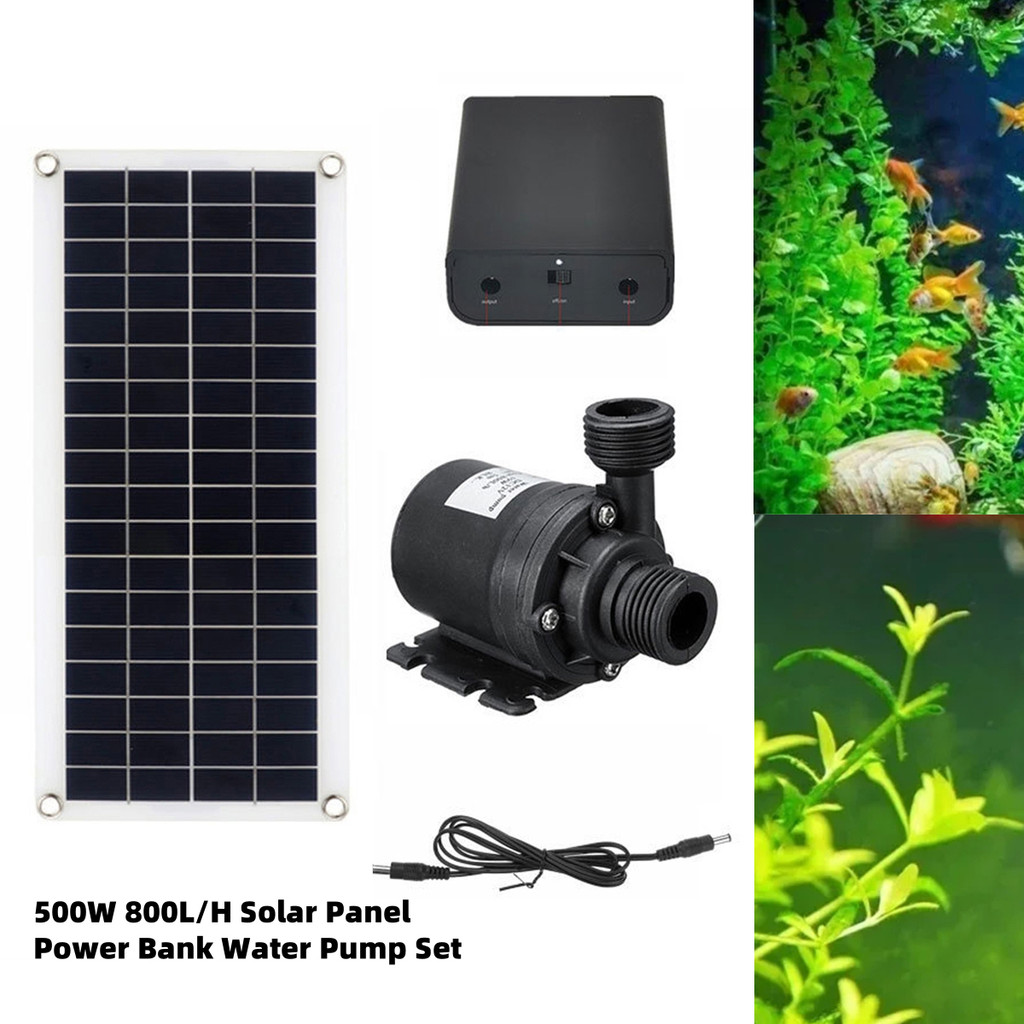Jual BEST 500W Solar Panel 800L/H Water Pump With Battery Box DC Cable ...