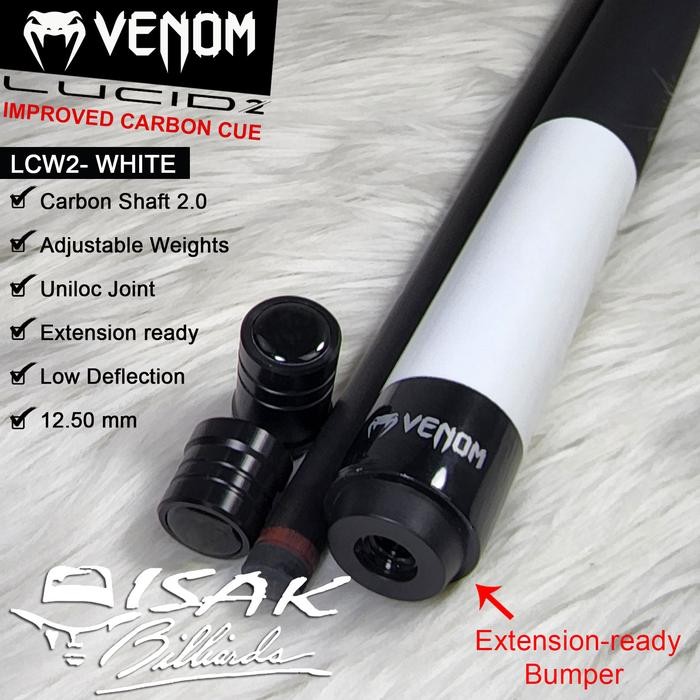 Jual READY VENOM LUCID CARBON LCW WHITE CUE UNILOC LOW DEFLECTION STICK ...