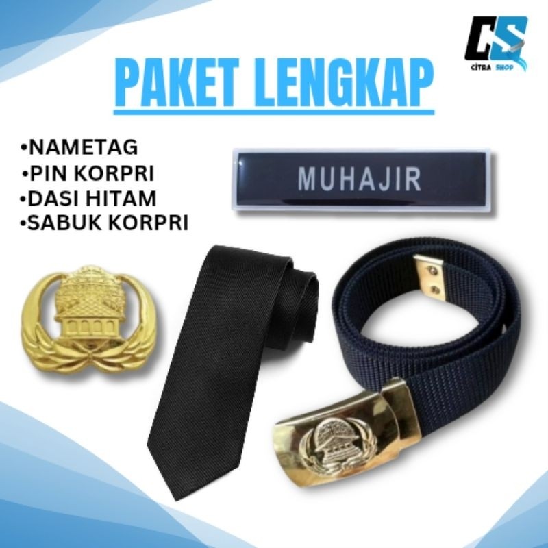 Jual Paket Lengkap Nametag PNS / ASN / PPPK (Nametag, Pin Korpri, Dasi ...