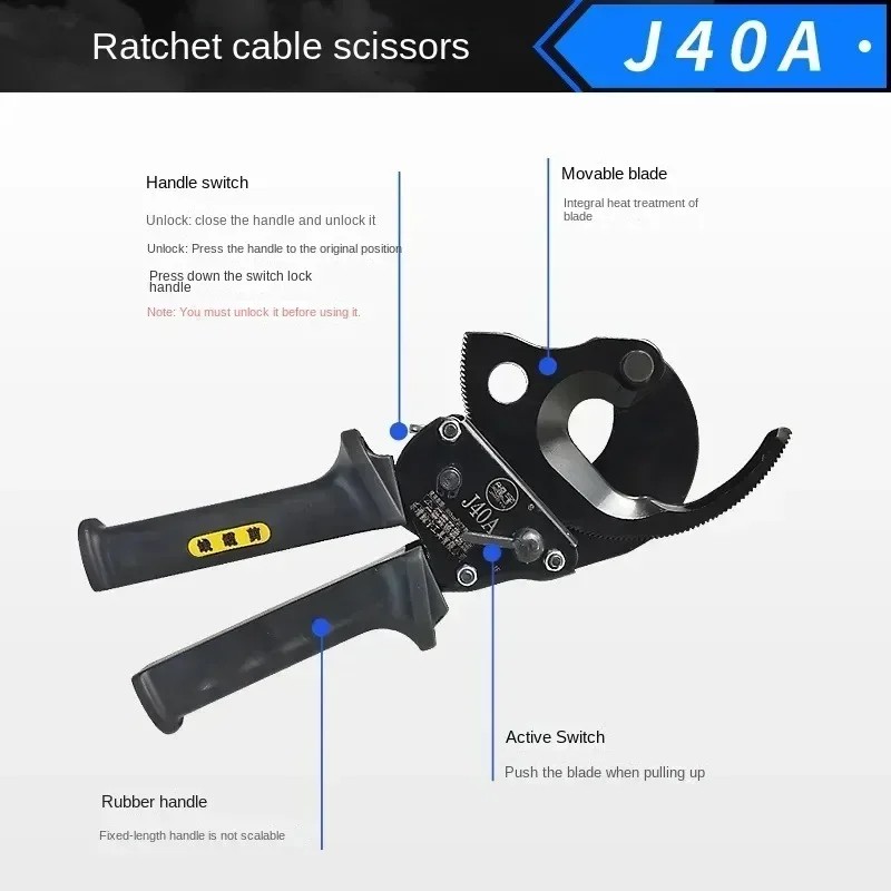Jual 300 Mm² J40A Ratchet Cable Scissor Gear Wire Ratcheting Steel ...