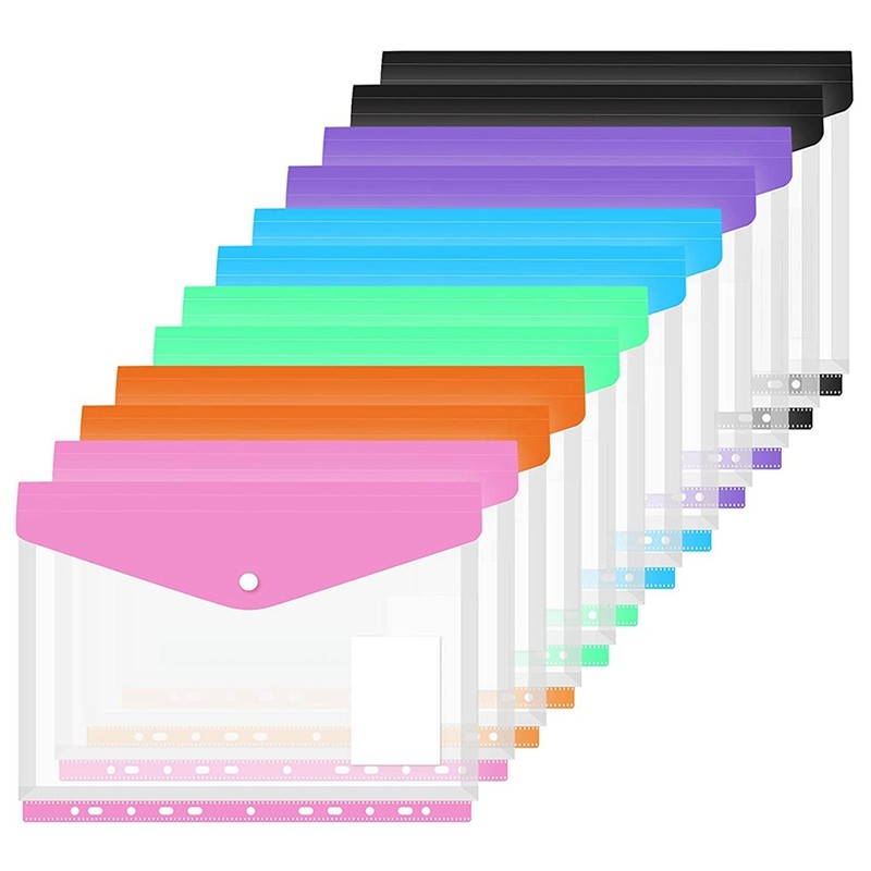 Jual 6Pcs Transparent Plastic Envelopes Binder Pocket Expandable Binder ...