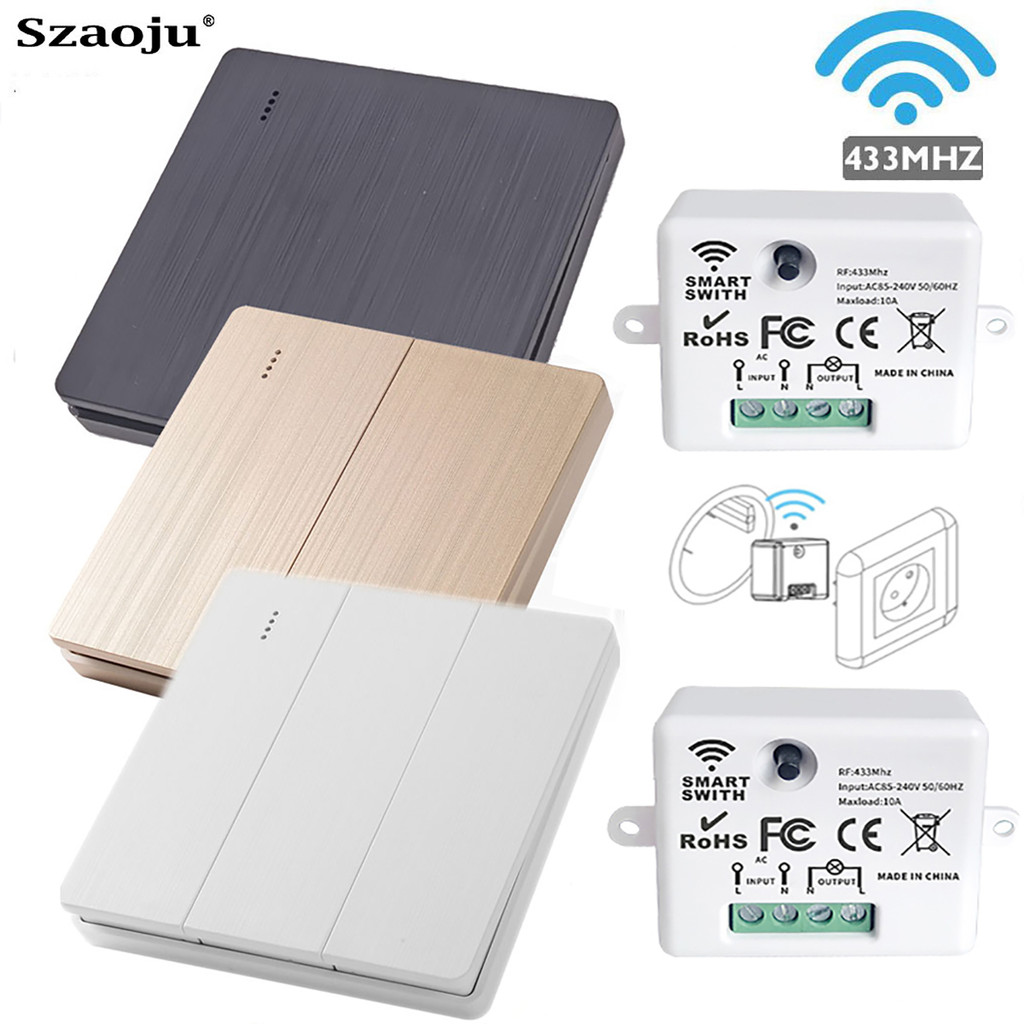 Jual 1 2 3 Channel Button 86 Type Wall Panel Rf 433Mhz Remote ...
