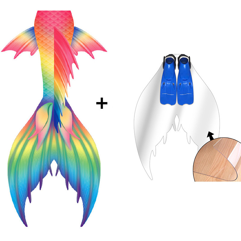 Jual Professional Customization Rainbow Mermaid Tail Swimming With Swim ...