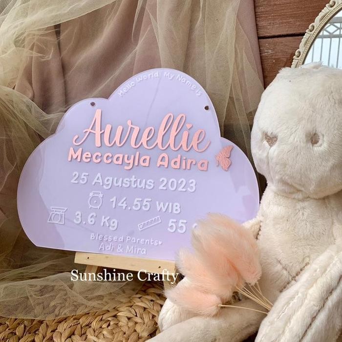 Jual Hospital Board Awan Papan Nama Bayi Newborn Biodata Anak Akrilik ...