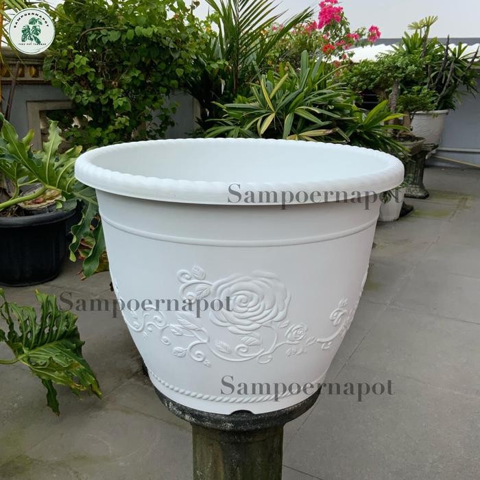 Jual Pot Bunga Tanaman Shallom Bulat Putih 50Cm Bahan Tebal - Jumbo ...