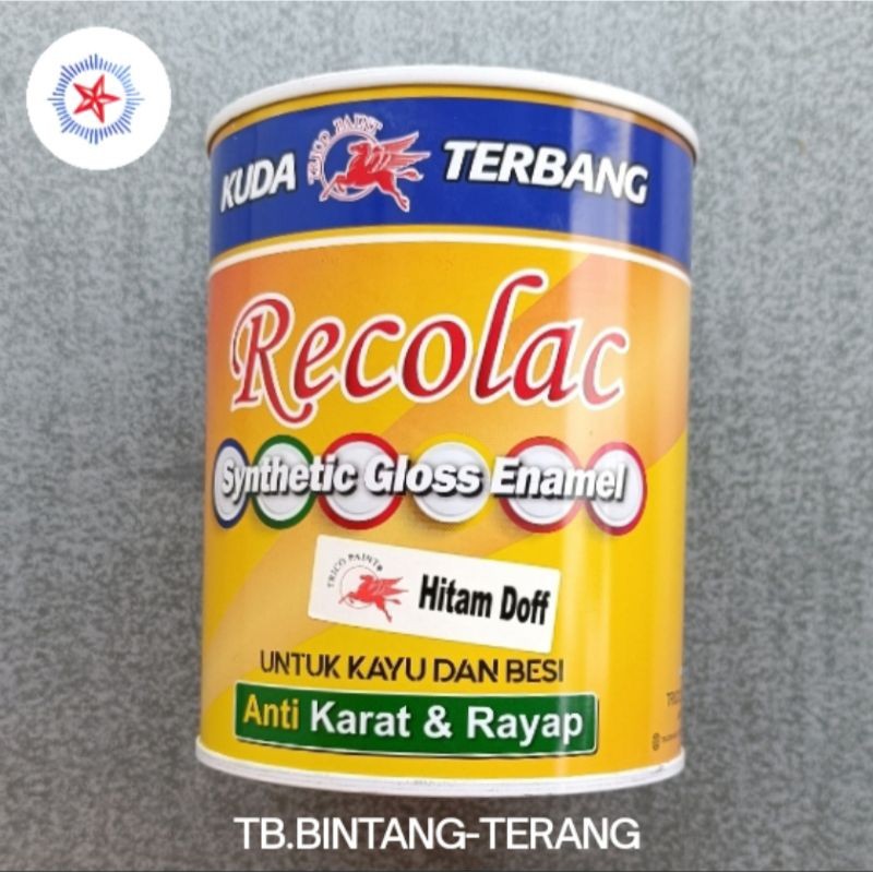 Jual Recolac Hitam Doff 0.8 Liter Kuda Terbang Cat Minyak Besi Kayu ...