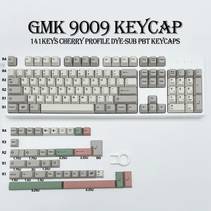 Jual GMKfans GMK 9009 PBT Keycap Retro Cherry Profile ISO 141 Key Caps ...