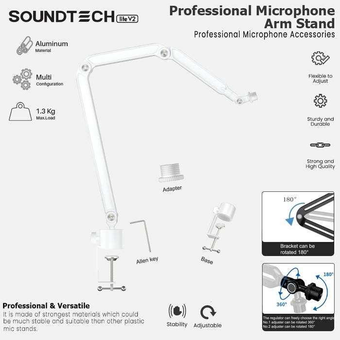 Jual SOUNDTECH Lite V2 Arm Stand Kit for Microphone / Boom Arm Bracket ...
