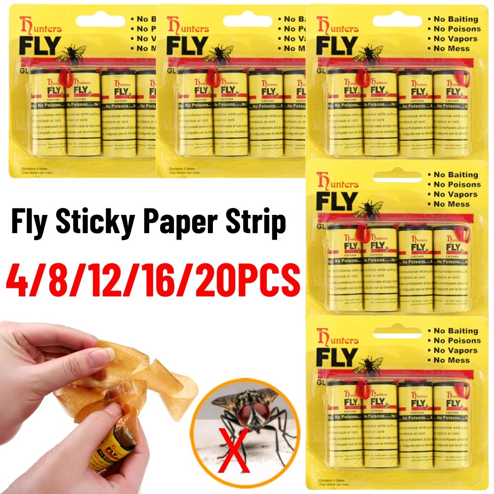 Jual 4/8/12/16/20pcs Fly Sticky Paper Strip Disposable Fly Catcher ...
