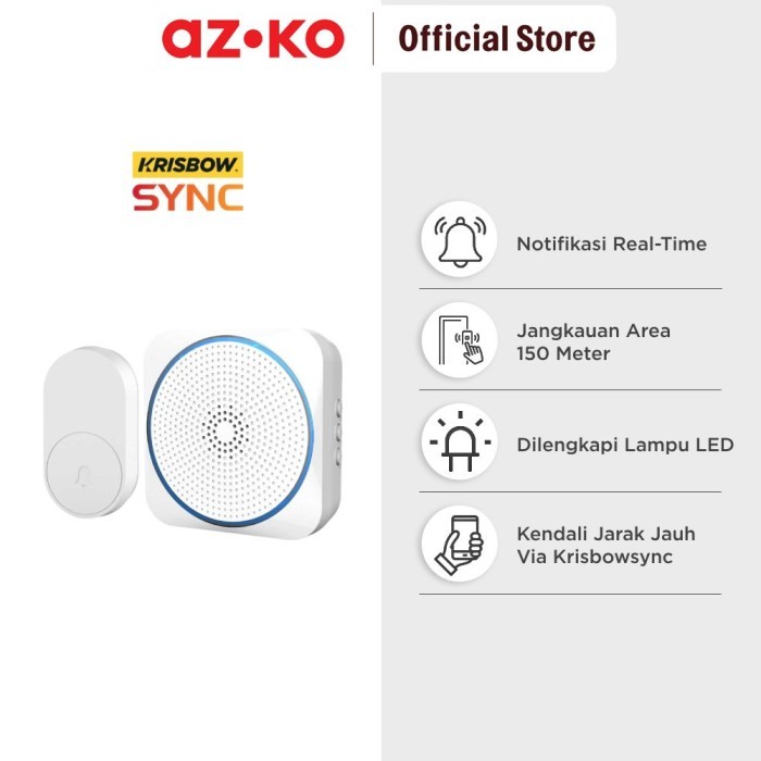 Jual AZKO Krisbow Sync Smart Bel Pintu Nirkabel Wifi - Putih Smart Door ...