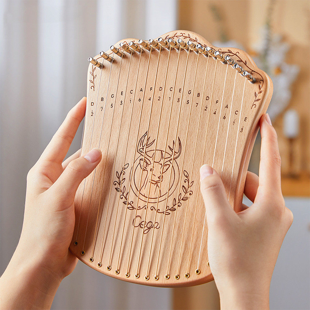 Jual 17 String Lyre Harp Portable Solid Beech Wood Harp String Musical ...