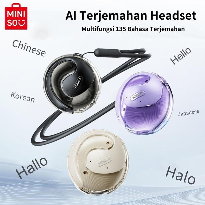 Jual Miniso X15 PRO TWS AI Smart Terjemahan Headset Bluetooth 5.4 OWS ...