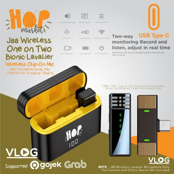 Jual Hop J88 Dual Mic Wireless Type C With Display Charging Case Noise ...