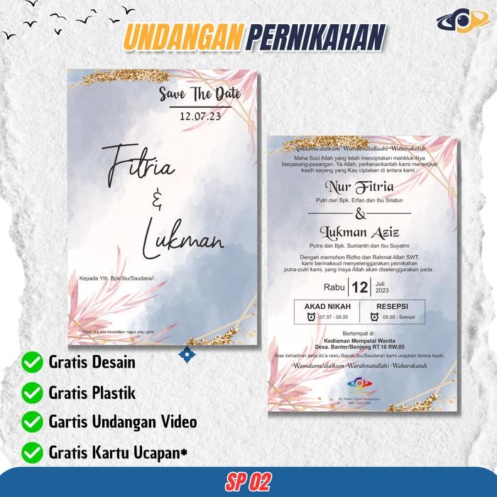 Jual JTTOP" (50PCS) UNDANGAN PERNIKAHAN 1 LEMBAR 2 SISI UNIK, MERN ...