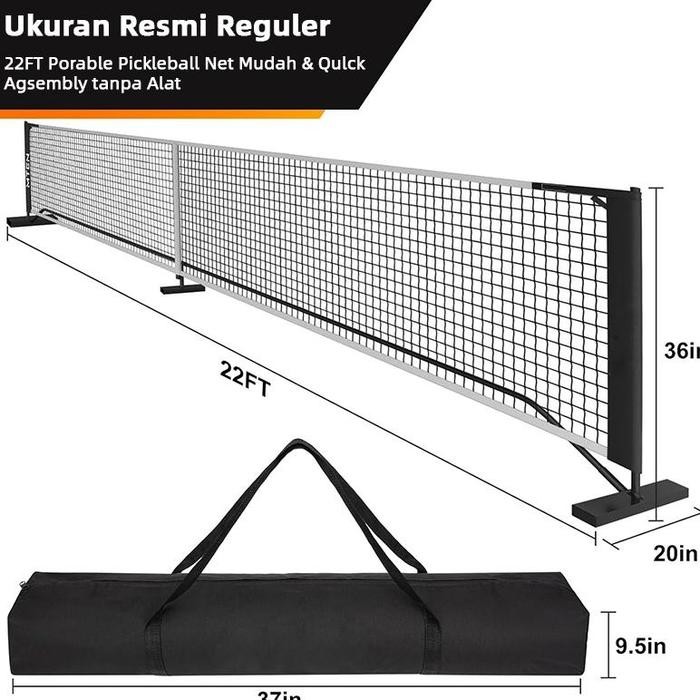 Jual ADA STOCK !! Pickleball Net Set Lengkap Include Tiang, Jaring, Tas ...