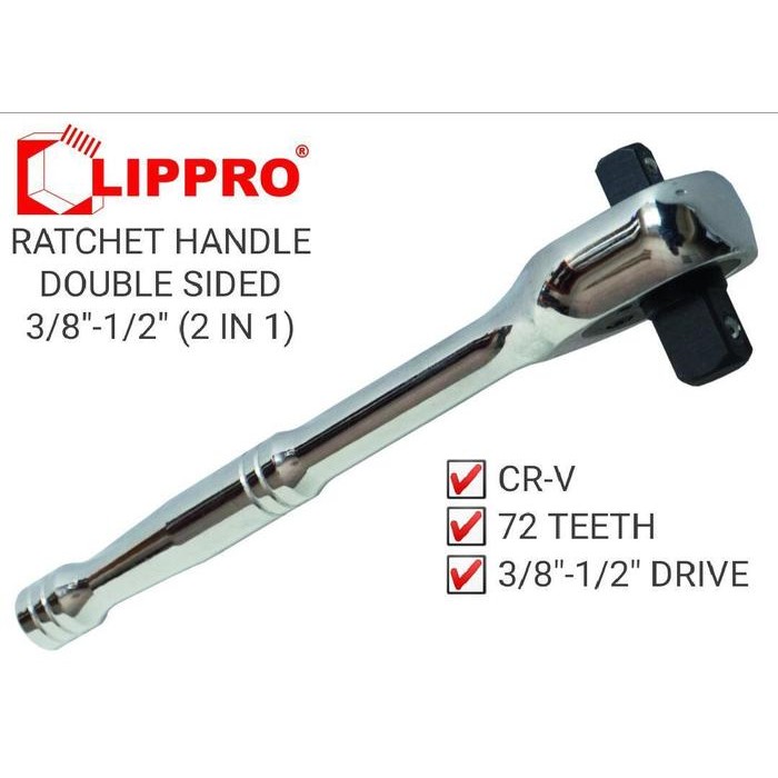 Jual Ta_ Gagang Sock Rachet Handle Double Sided 3/8-1/2 Lippro | Shopee ...