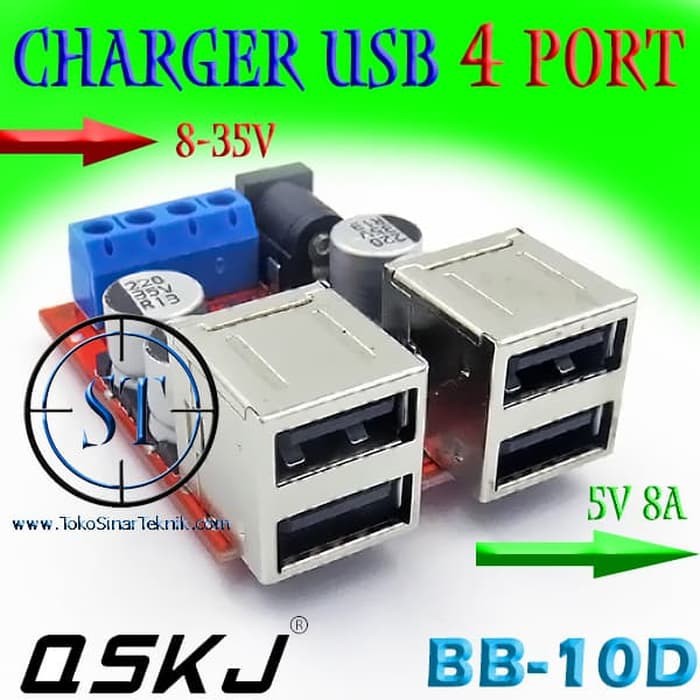 Jual [YE] QSKJ Kit Charger 4 USB Step Down 5V Aki Motor Mobil Panel ...
