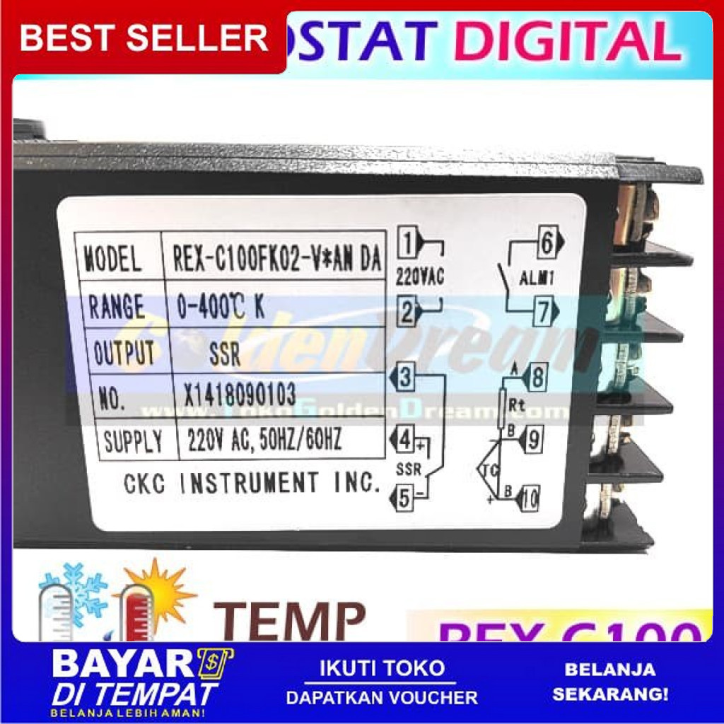 Jual FREE ONGKIR MUMPUNG PROMO THERMOSTAT DIGITAL REX C100 TEMPERATUR ...