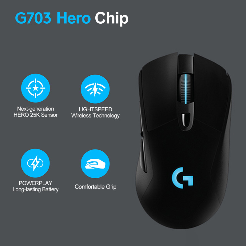 Jual Logitech G703 LIGHTSPEED HERO Sensor E-sports Gaming Mouse 25600DPI Rechargeable Ergonomic ...