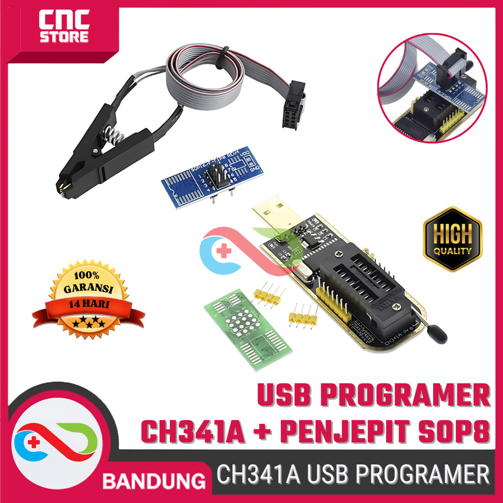 Jual RB2233 USB Programmer IC EEPROM CH341A Plus Penjepit SOP8 Flash ...