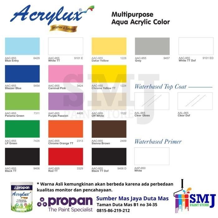 Jual Cat Duco Water Based Besi Kayu PROPAN ACRYLUX Primer White AAP-950 ...