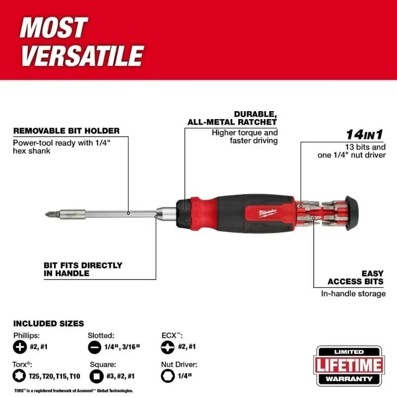 Jual Milwaukee 48-22-2913/48-22-2903 8-in-1/14-in-1 Ratcheting Multi ...