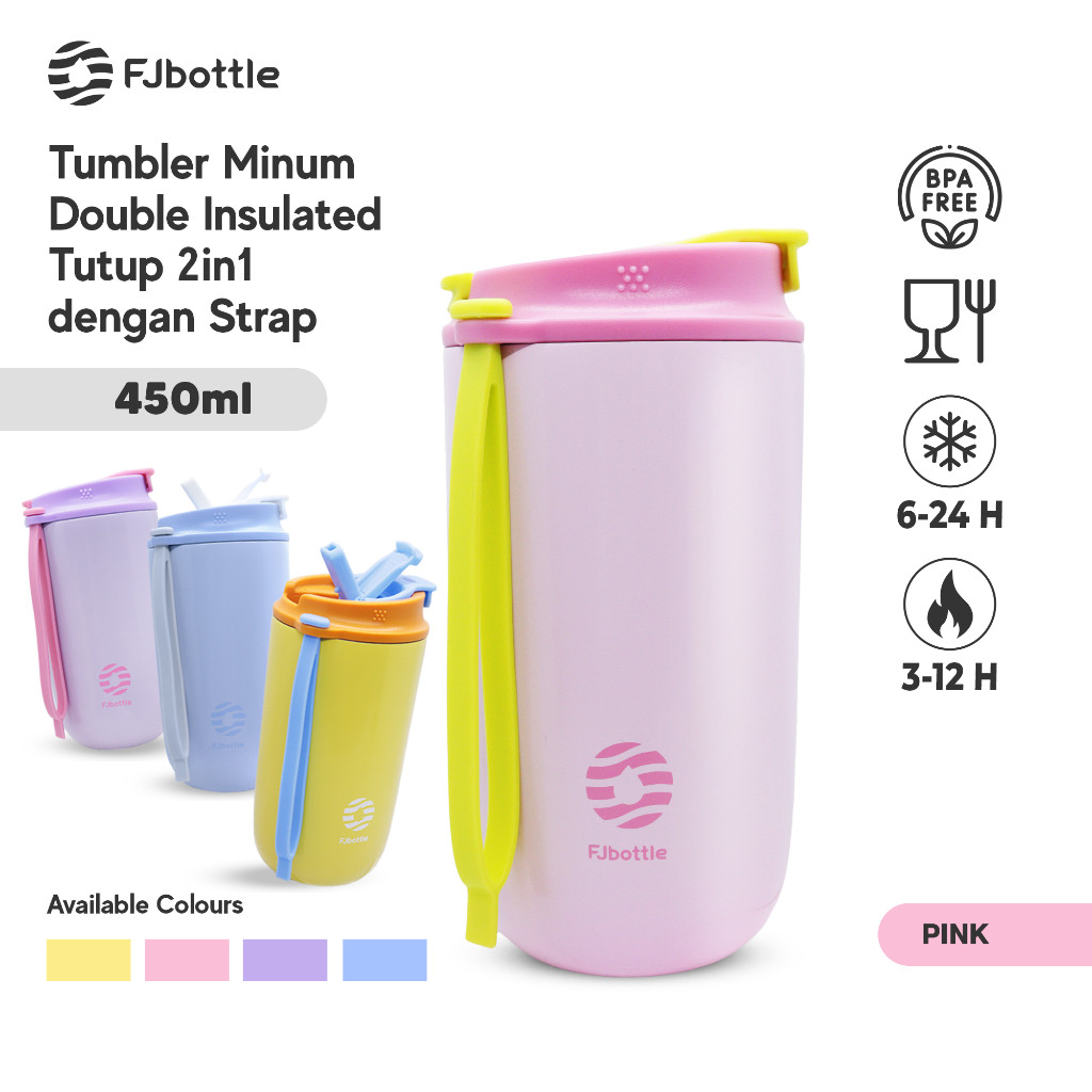 Jual FJBottle - FJBottle - Botol Minum Tumbler 450ML Double Insulated Tutup 2in1 SUS 304 dengan ...
