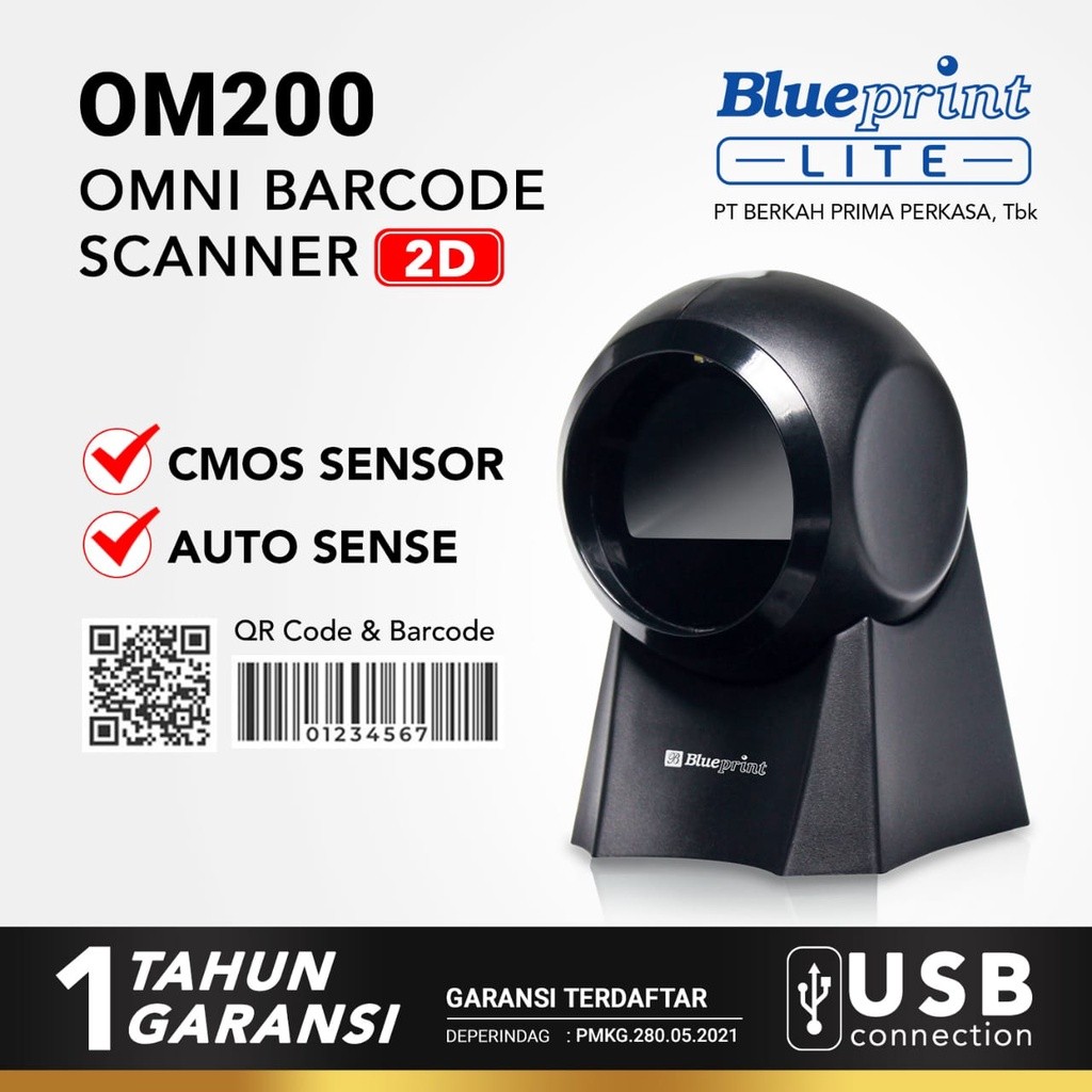 Jual Barcode scanner Omni OM200 BLUEPRINT 2D Auto Scan QR code Barcode ...