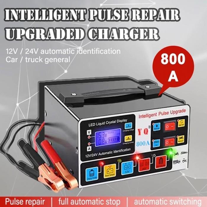 Jual Charger Cas Casan Aki Otomatis Motor Mobil 12V 24V 800A Smart ...