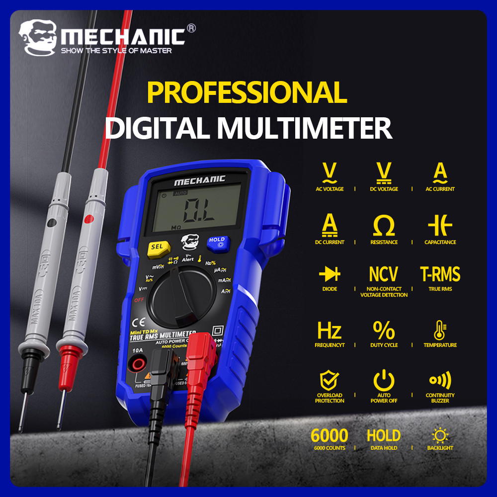 Jual Mechanic Digital Multimeter Ac/Dc Voltage Current True Rms Tester ...