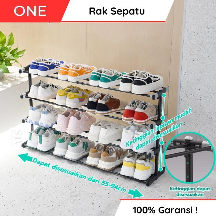 Jual Rak Sepatu Rangka Besi Adjustable Tempat Sendal Boots Serbaguna ...