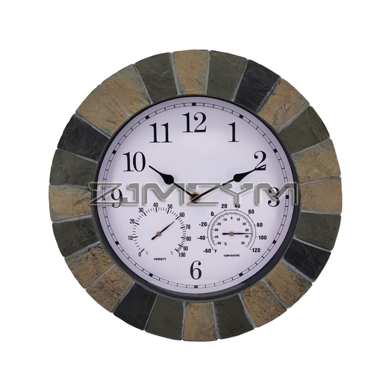 Jual SAN 13.5 Inch Large Outdoor Clock Waterproof with Thermometer ...