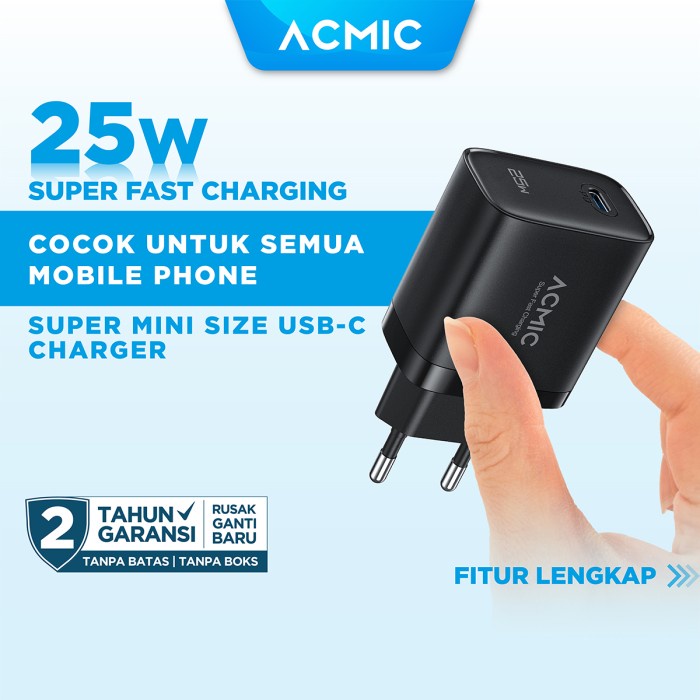 Jual ACMIC CPD25 Type C 25W Kepala Charger Super Fast Charging Adaptor ...
